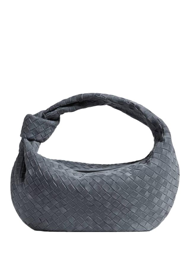 BOTTEGA VENETA Small Intrecciato Trimmed Metallic Nappa Grommet Piazza Satchel